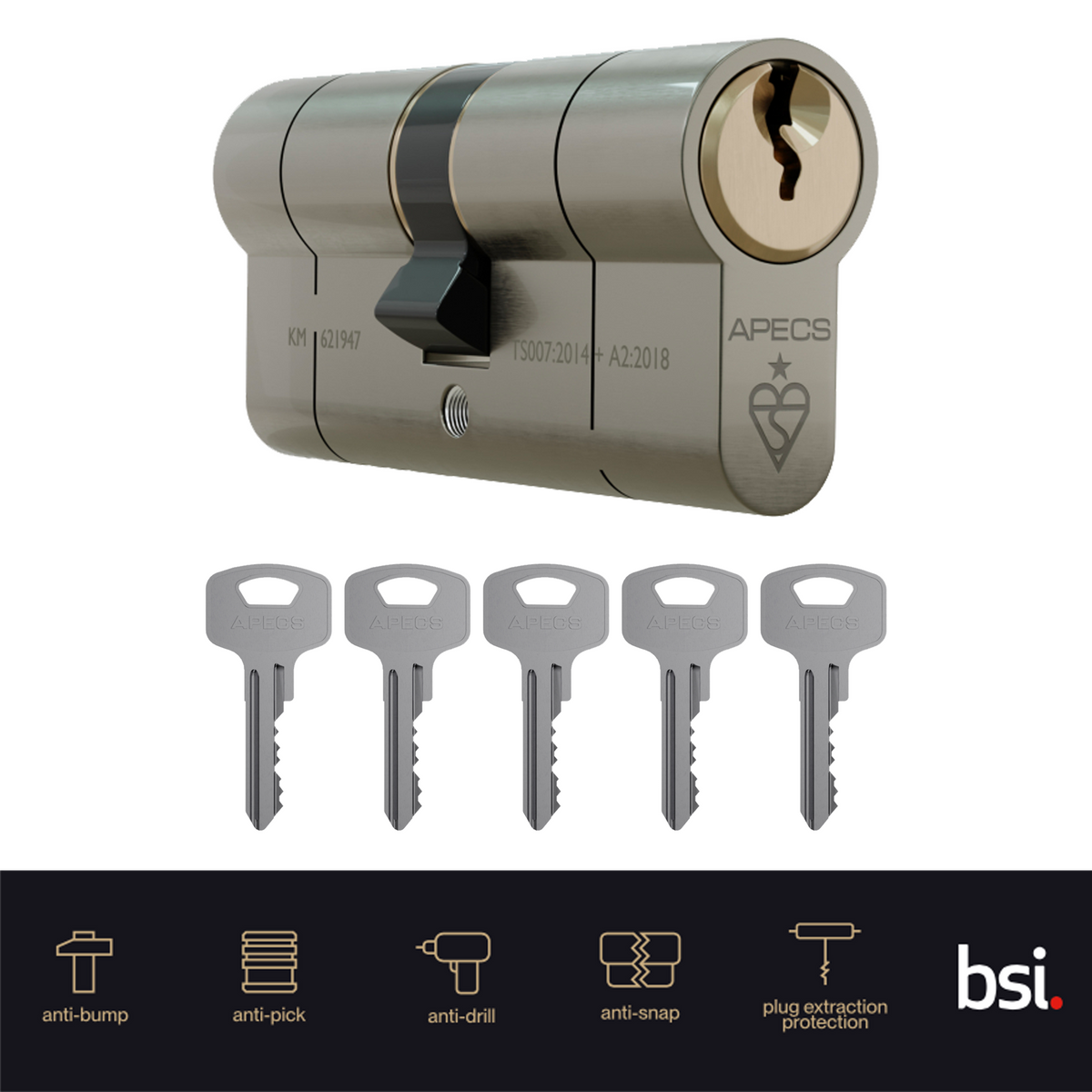 Apecs XS 1 Star Euro Cylinder Dual Colour Door Lock uPVC Aluminium Tim ...