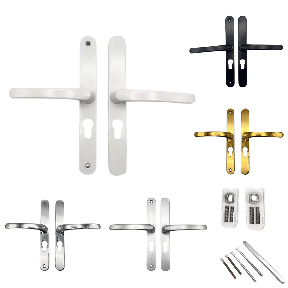 Sprung Lever Lever uPVC Door Handles – 48mm PZ – 215mm Screw Centres ...