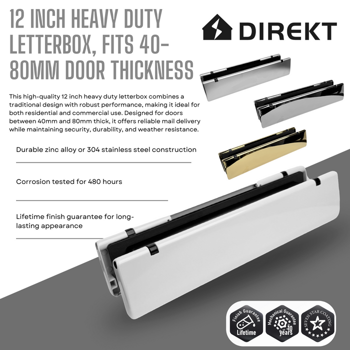 Direkt 12" Smart Ready uPVC Door Letterbox 40 - 80mm — UPVCSTORE